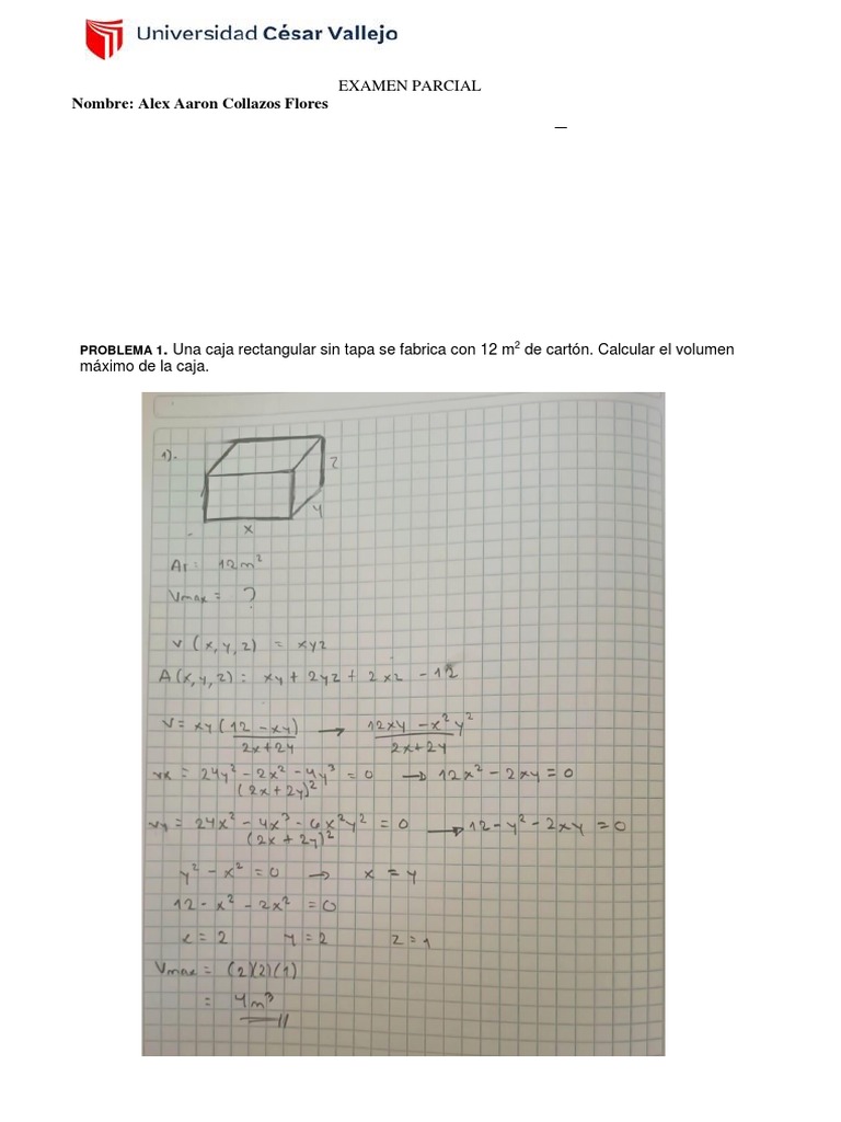 Examen Parcial Mate Iii PDF | PDF