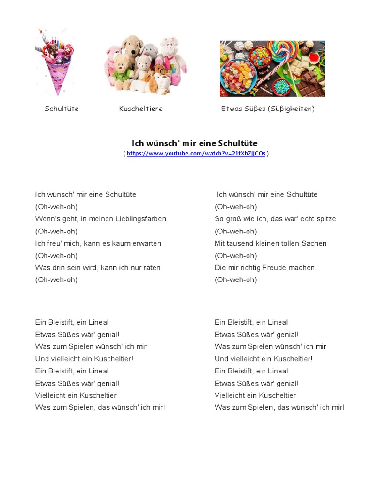 Lied - Ich Wünsch Mir Eine Schultüte | PDF