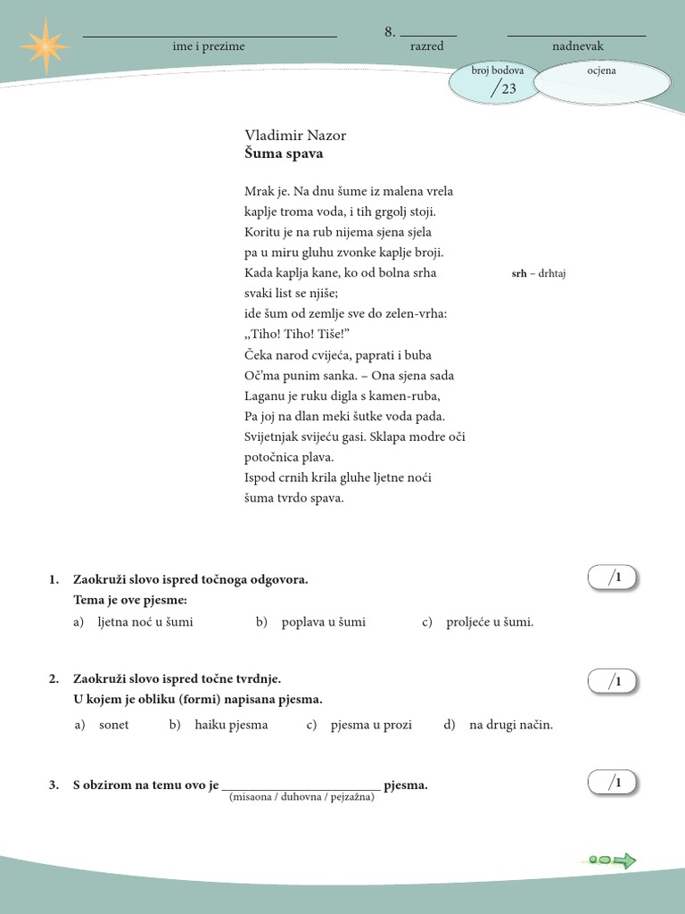 01 - Vladimir Nazor, Šuma Spava | PDF