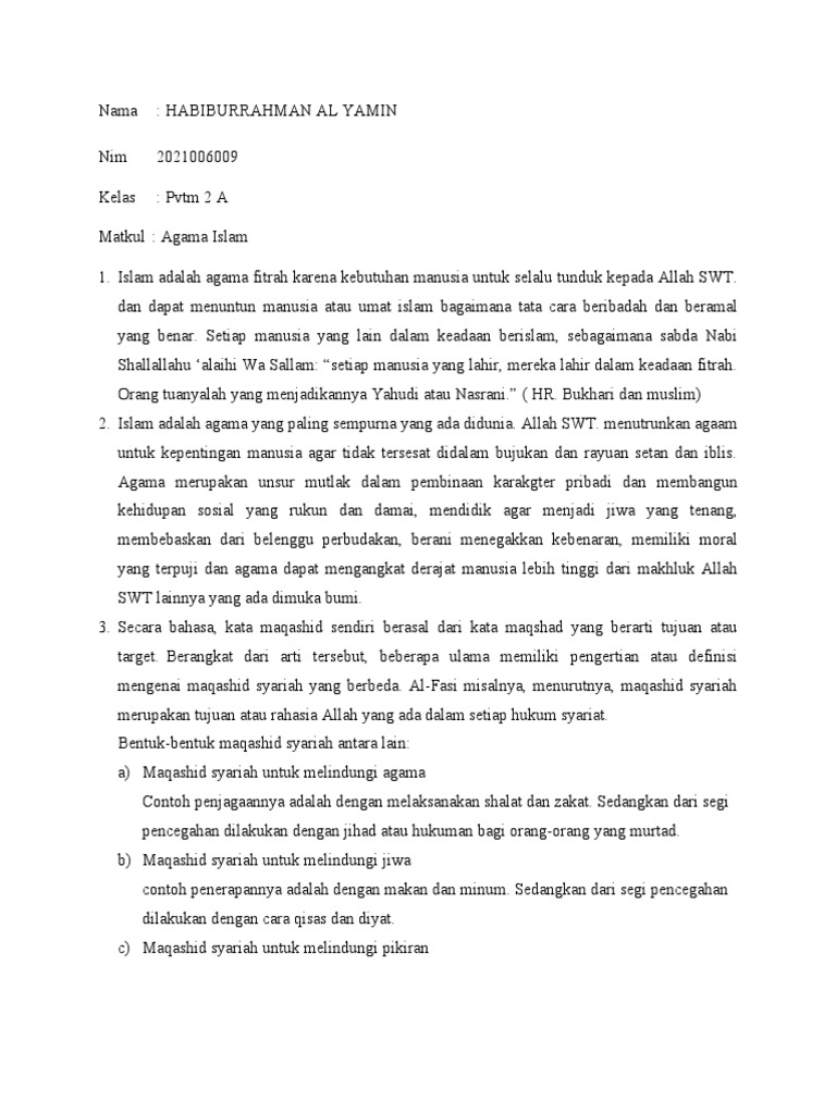 Muhammad Akbar Putra Pratama - PVTM 2 A - Uts Agama Islam | PDF