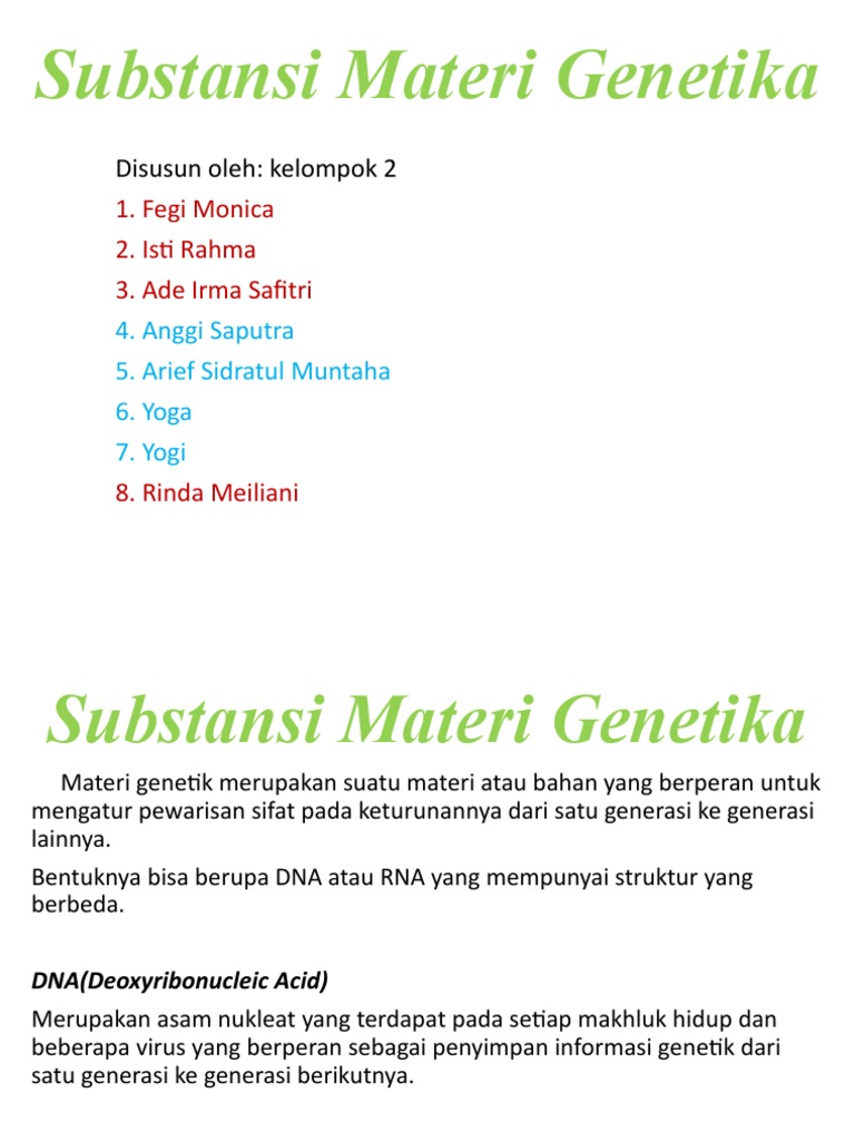 Biologi Kelompok 2 Substansi Materi Genetika | PDF