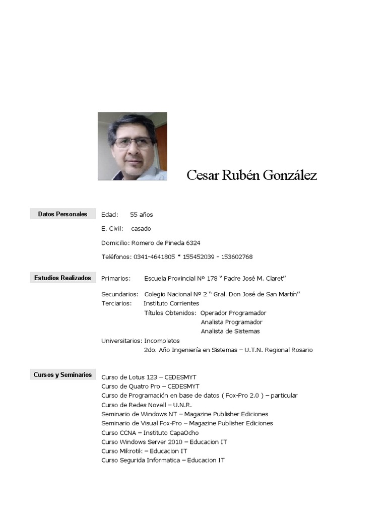 Curriculum Ruben Gonzalez | PDF