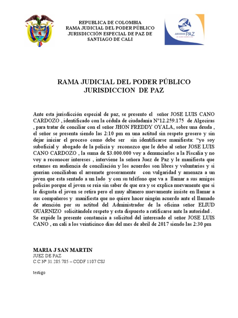 Actas de Juez de Paz | PDF