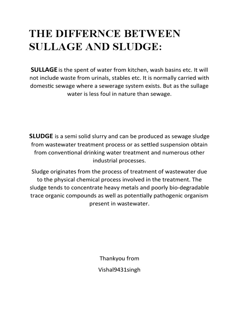 The Differnce Between Sullage and Sludge | PDF