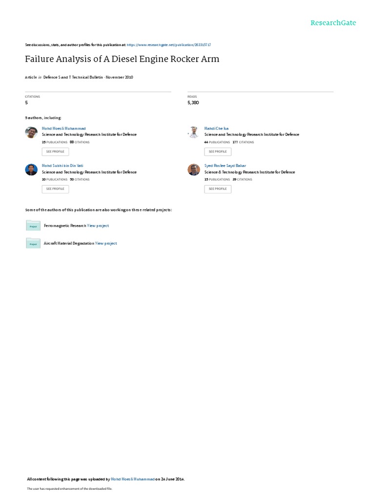 Failure Analysisof ADiesel Engine Rocker Arm | PDF