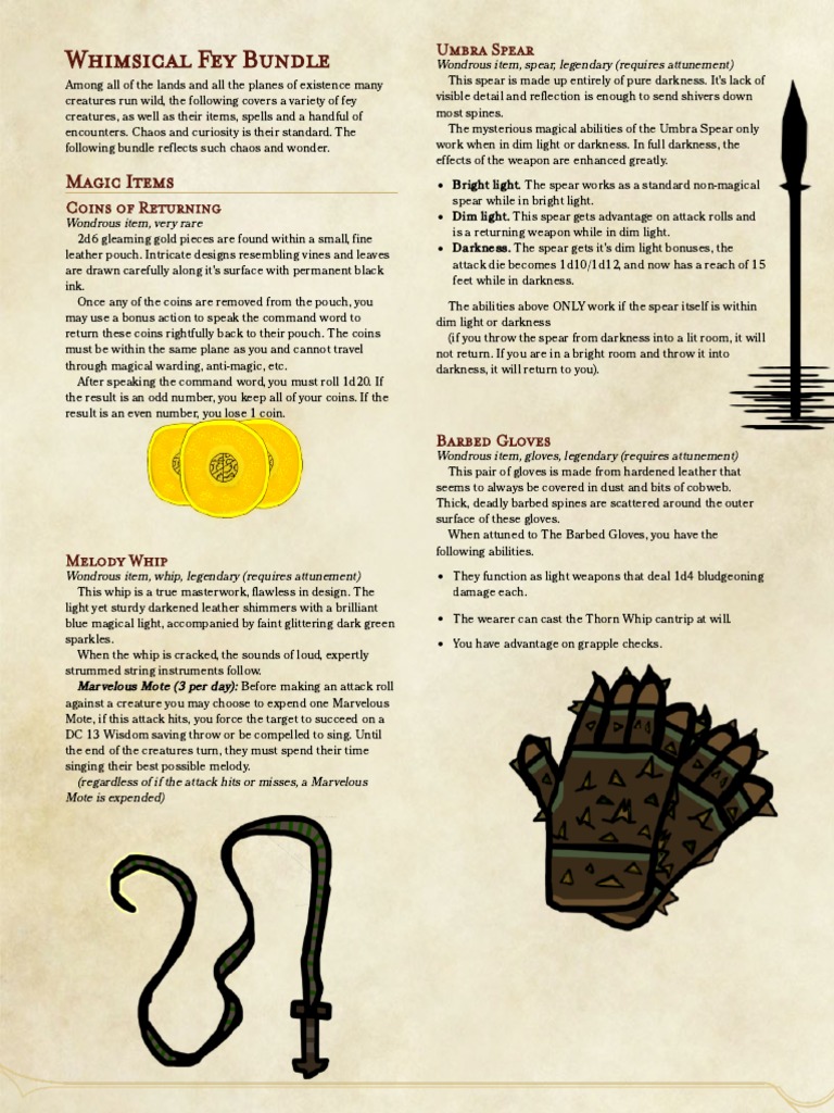 Whimsical Fey Creatures & Items Guide | PDF
