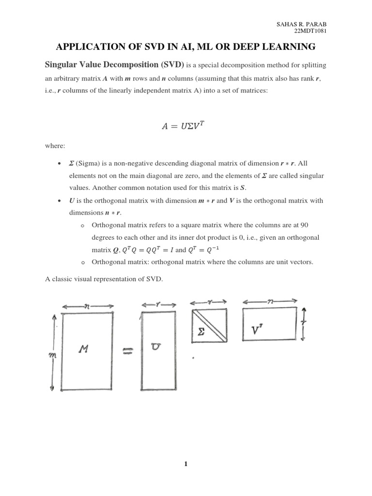 Singular Value Decomposition | PDF | Matrix (Mathematics) | Linear Algebra