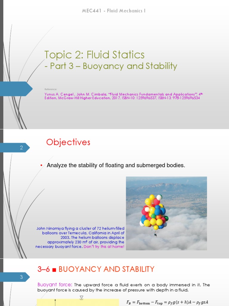 Buoyancy and Stability in Fluid Statics | PDF