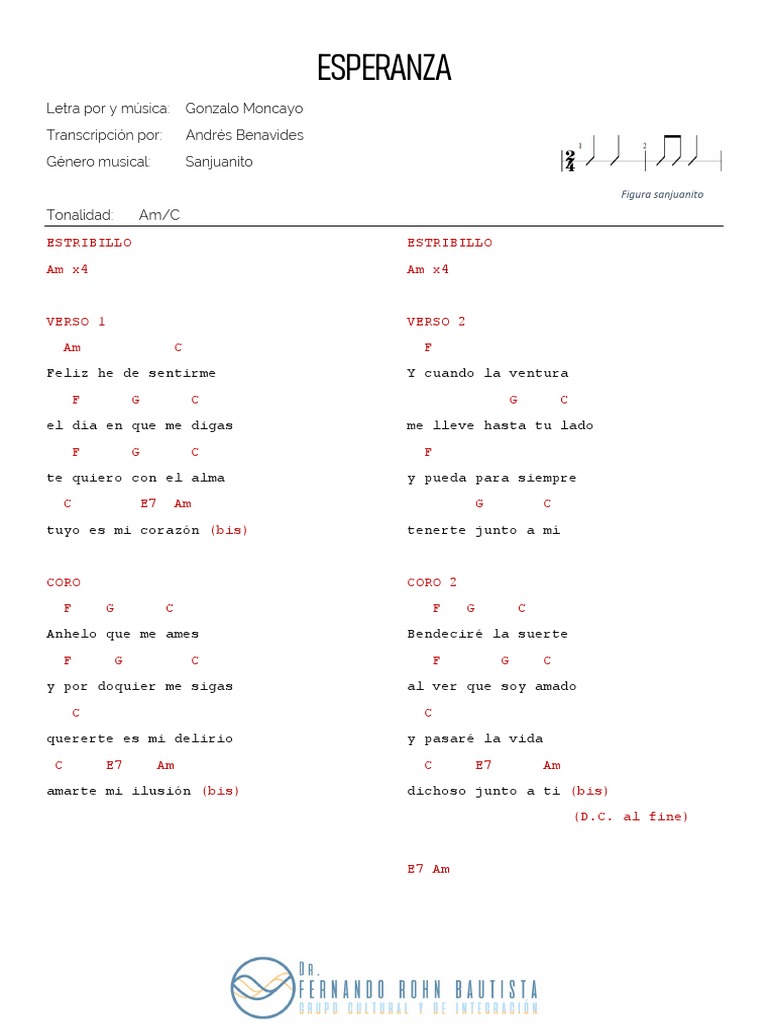 Letra y acordes de "Esperanza" | PDF