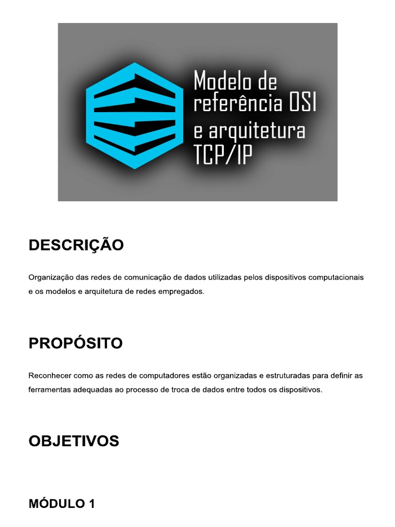 Modelos de Referência OSI e Arquitetura TCP IP PDF | PDF