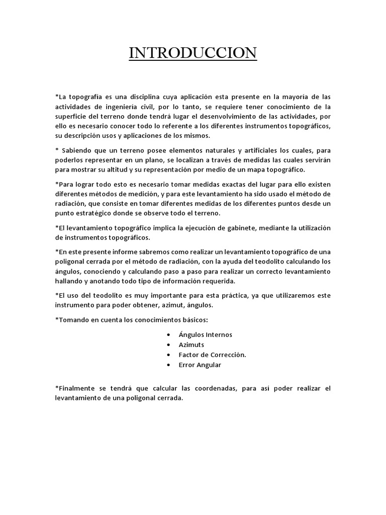 INTRODUCCION | PDF | Topografía | Ángulo
