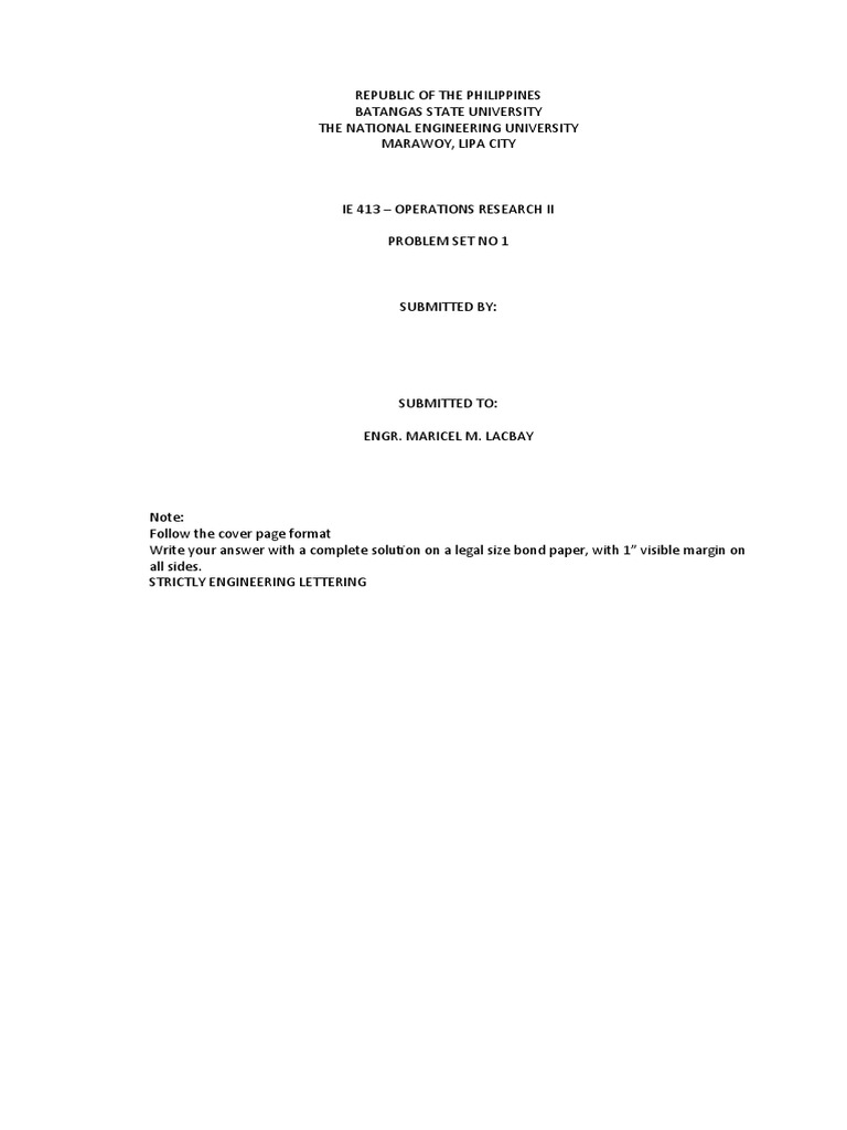 Problem Set No 1 | PDF | Systems Theory | Operations Research