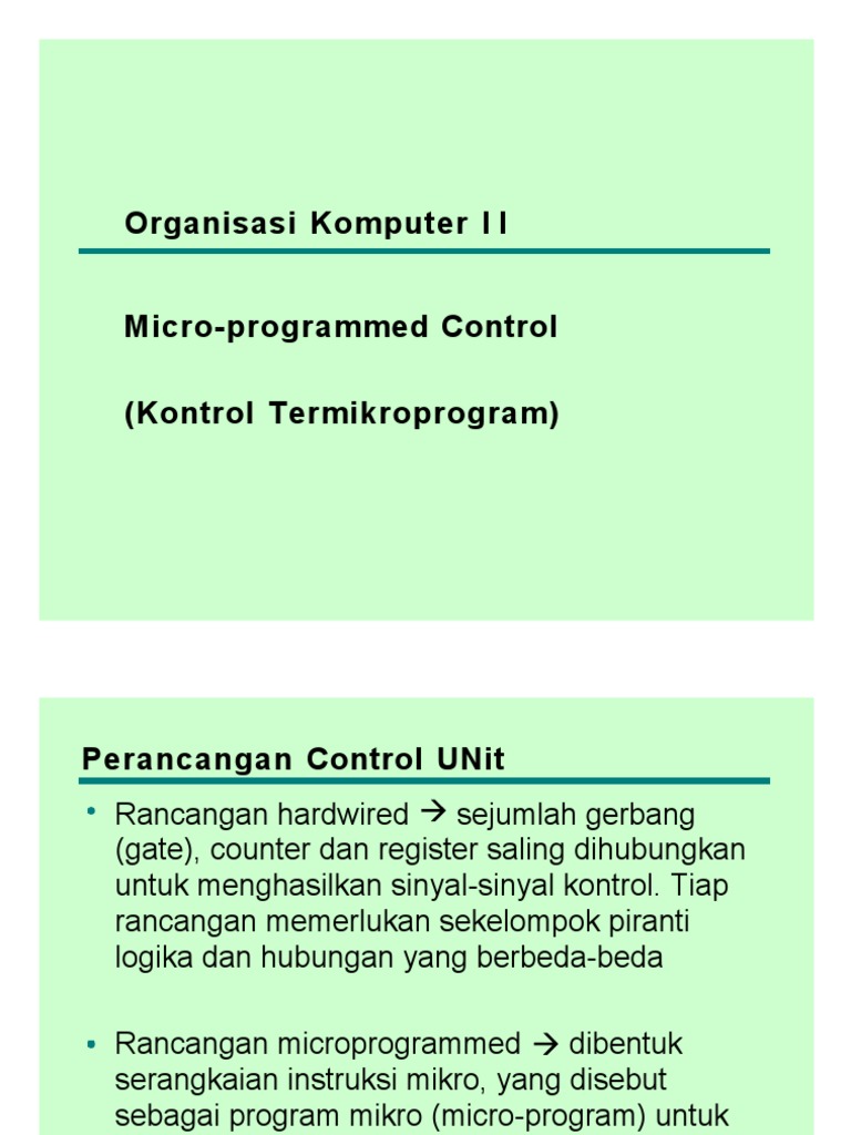 Organisasi Komputer II Micro Programmed Control Kontrol Termikroprogram | PDF