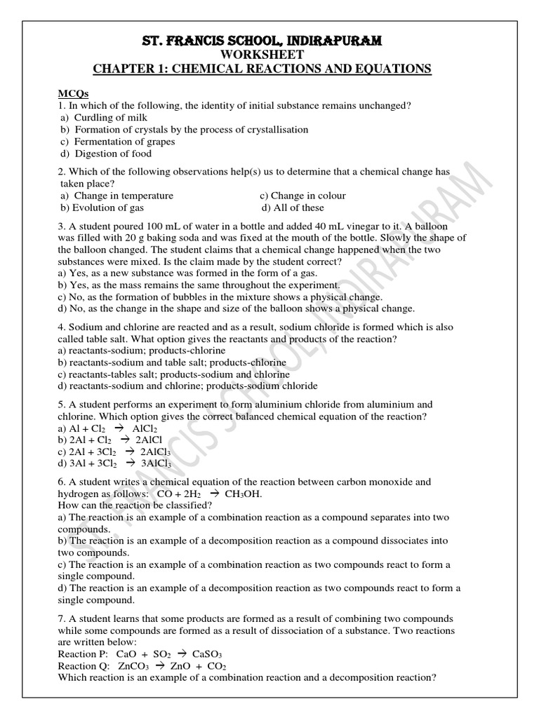 Worksheet Chapter 1 | PDF