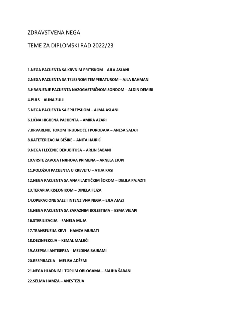 Diplomski Rad - Teme | PDF