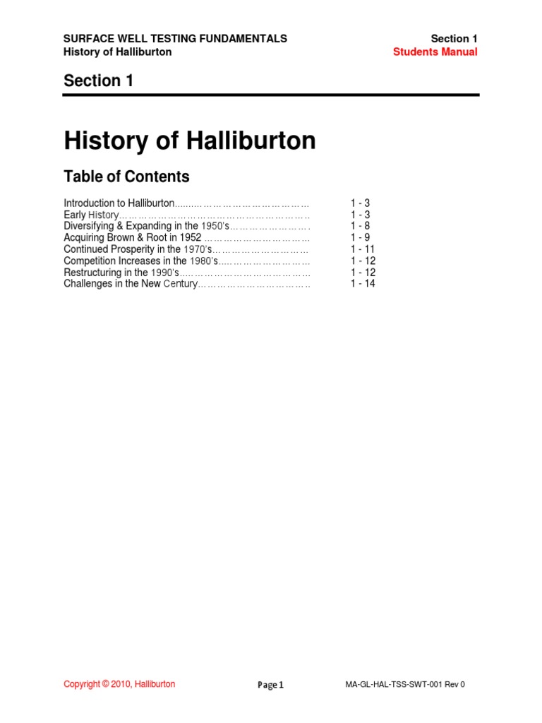 Section 1 History of Halliburton | PDF | Halliburton | Petroleum