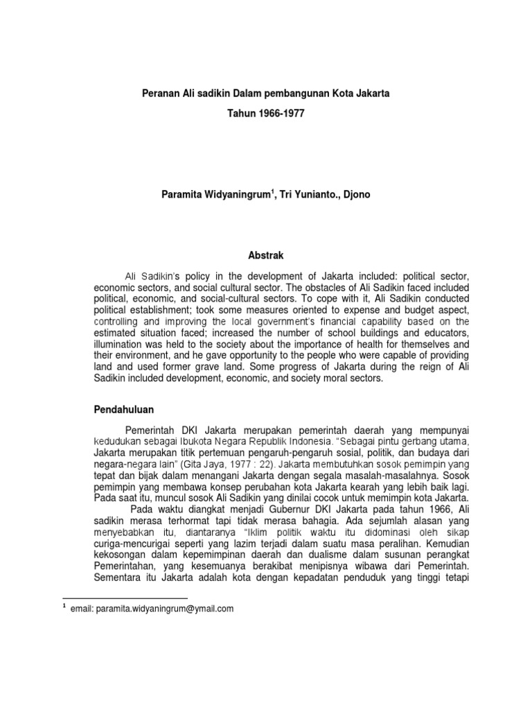 Ali Sadikin dan Pembangunan Jakarta | PDF