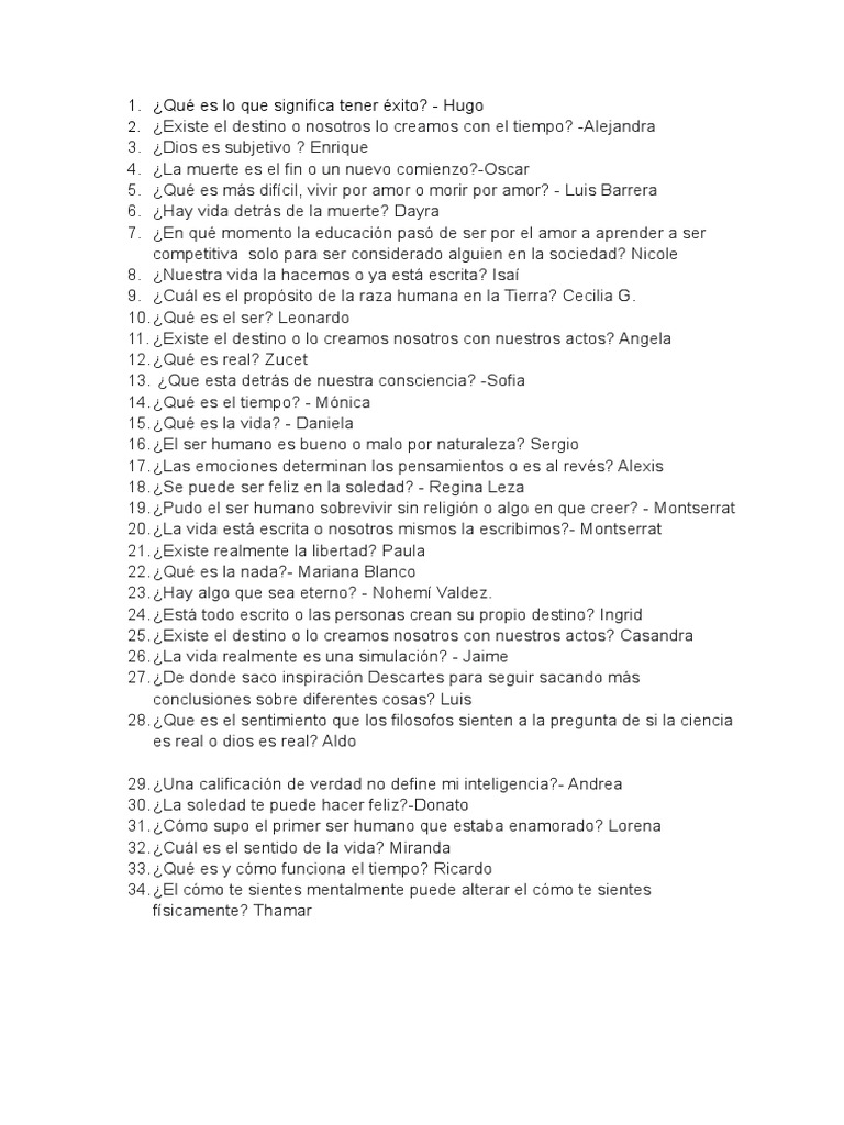 Preguntas Filosóficas sobre la Vida | PDF