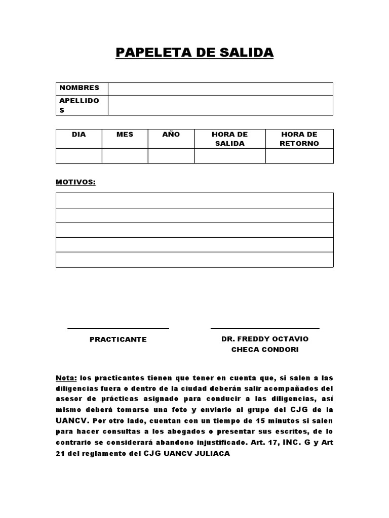 Papeleta de Salida | PDF