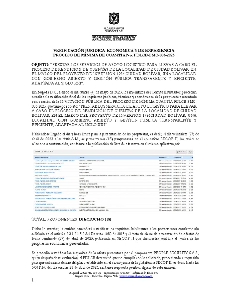 Informe Final de Evaluacion FDLCB-PMC-003-2023 PDF | PDF