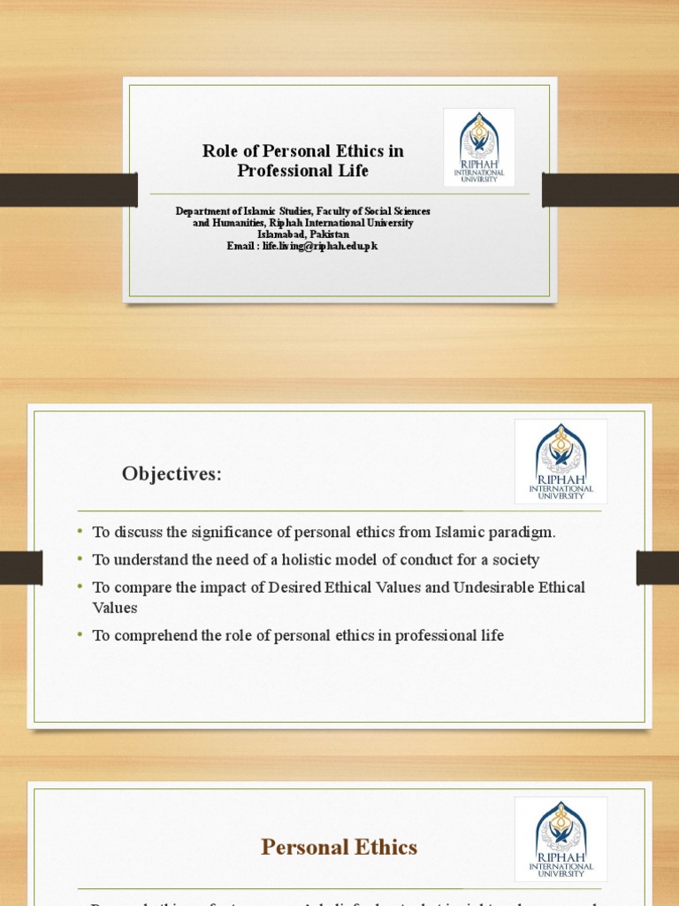Personal Ethics in Professional Life | PDF