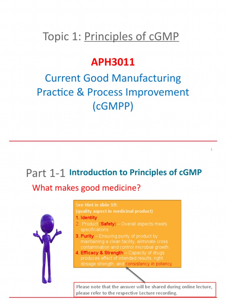 cGMPPi Topic 1 Principles of CGMP | PDF