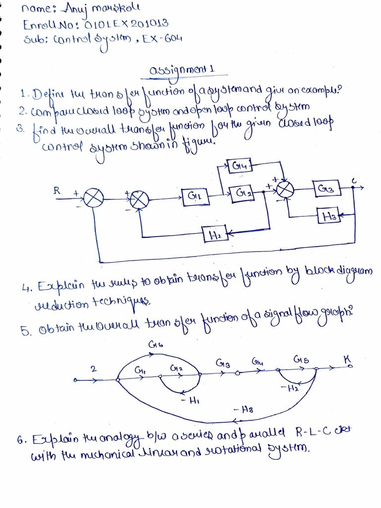 Control System Assignment 1 Pdf Pdf 