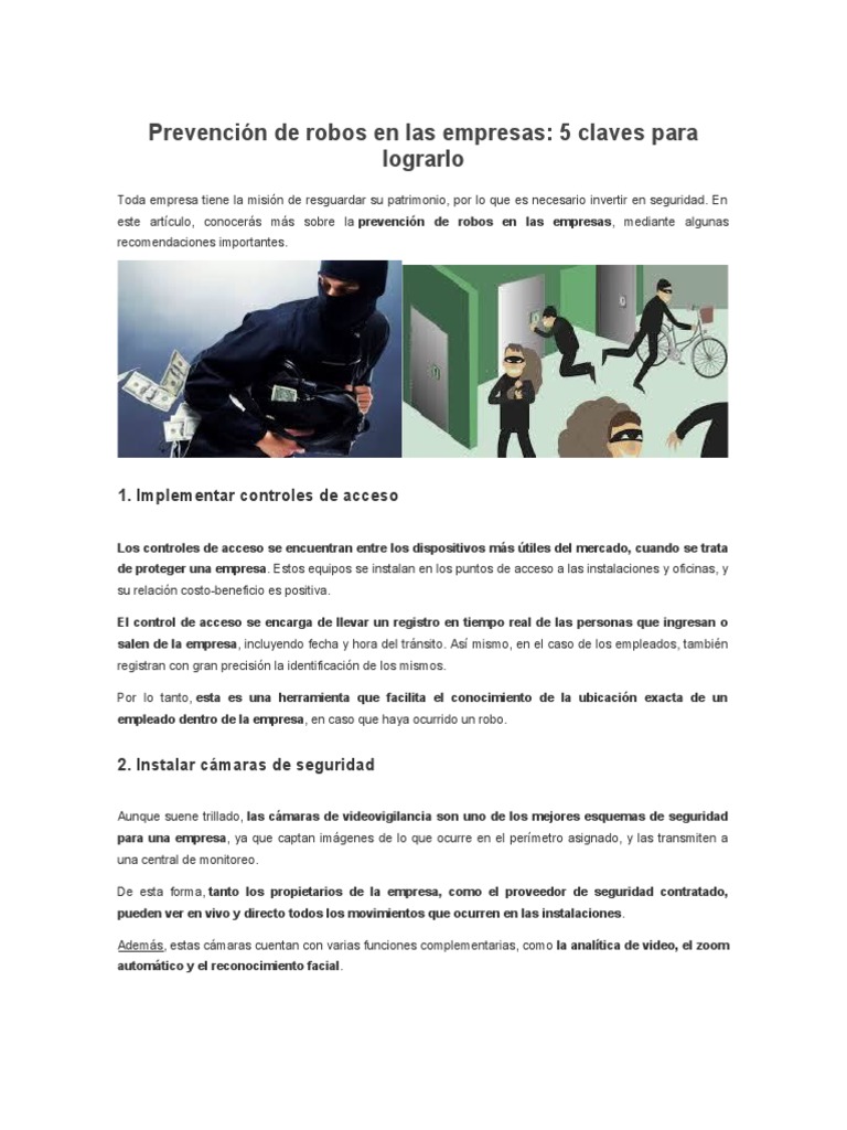 Prevención de Robos en Las Empresas | PDF | Aplicación movil | Circuito cerrado de televisión