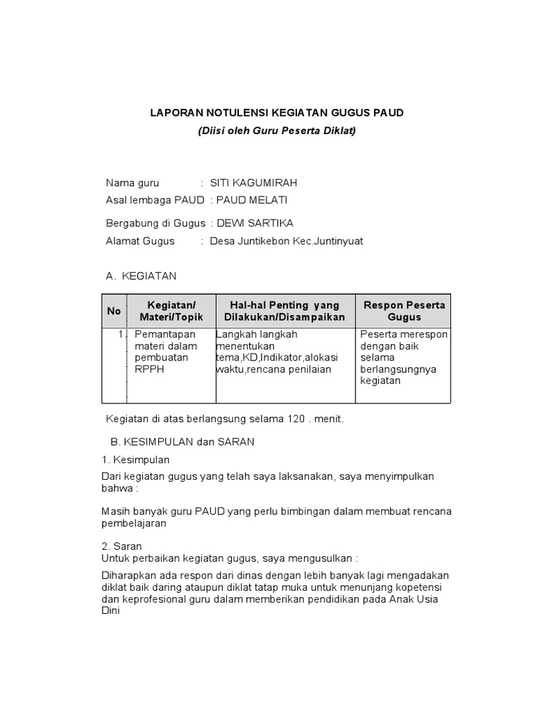 05 - Lampiran 9 (Gugus PAUD) | PDF