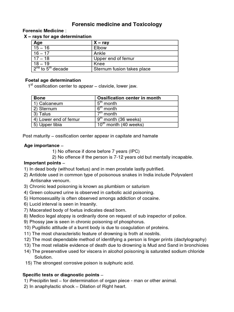 A Comprehensive Guide to Forensic Medicine and Toxicology: Age ...