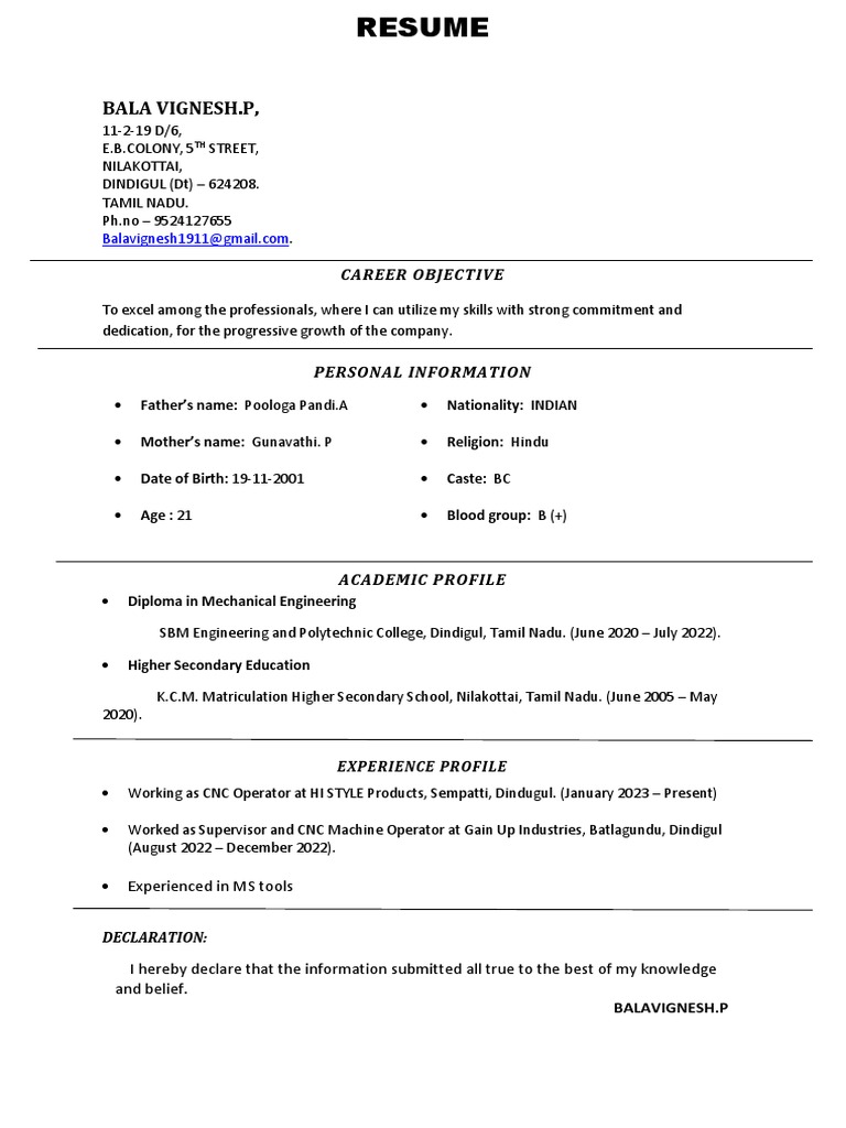Bala Resume New PDF | PDF