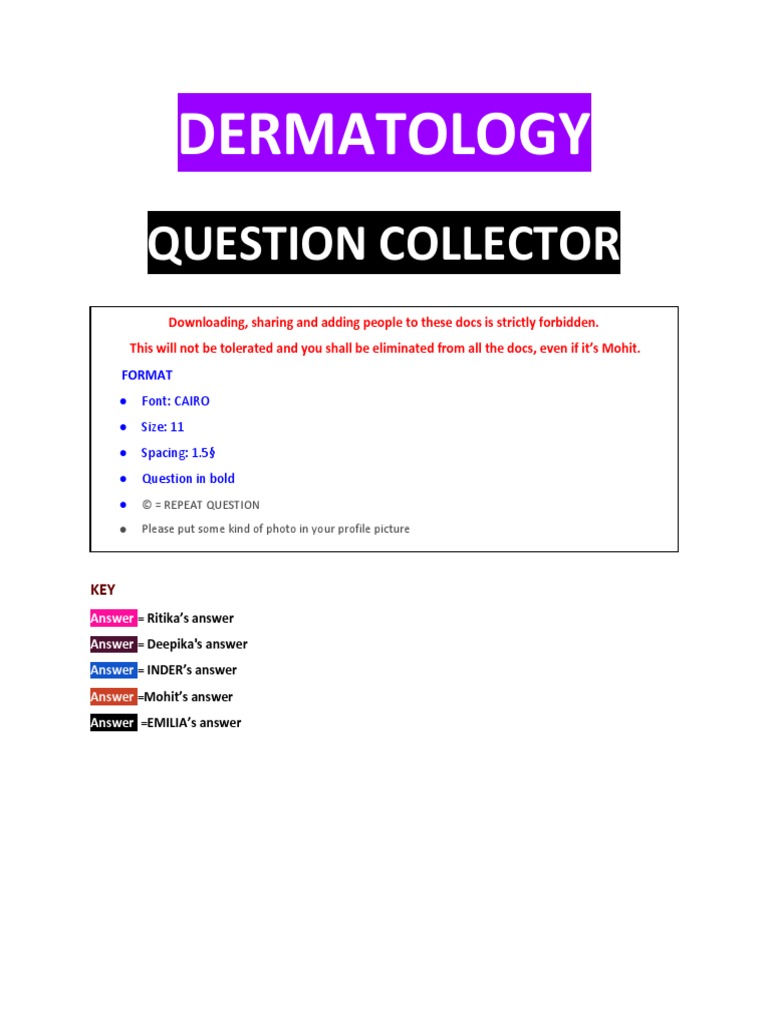Dermatology Final Question Collector PDF | PDF