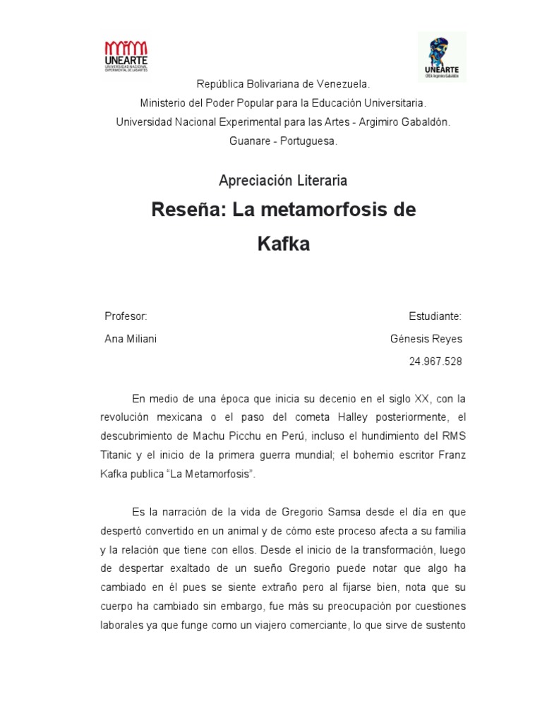 La Metamorfosis de Kafka | PDF