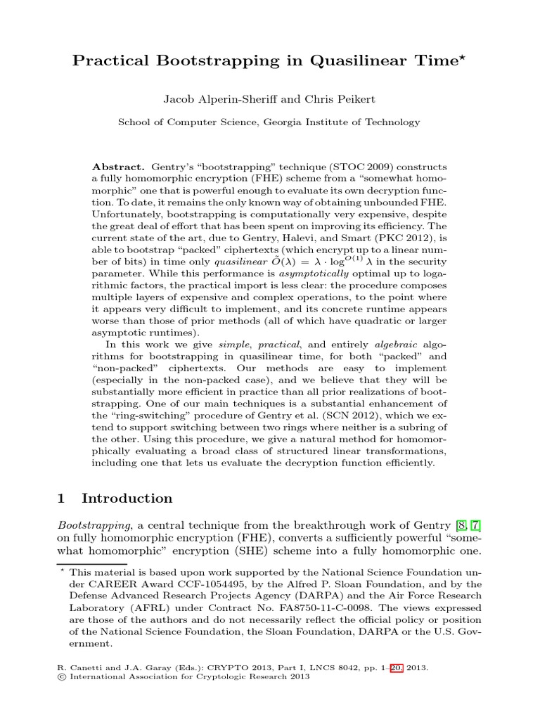 Practical Bootstrapping in Quasilinear Time: Jacob Alperin-Sheriff and ...