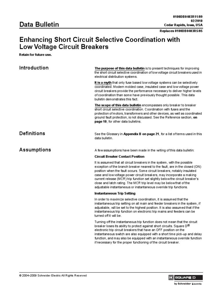 Enhancing Short Circuit Selective Coordination With LVCB PDF | PDF