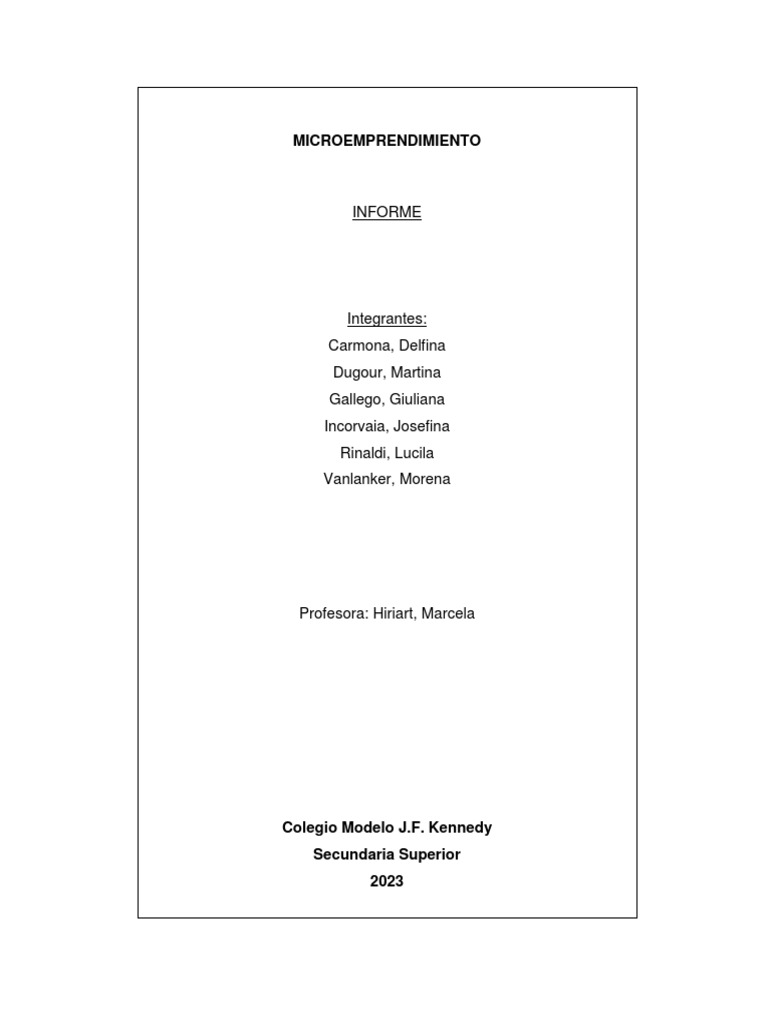 INFORME Microemprendimiento PDF | PDF