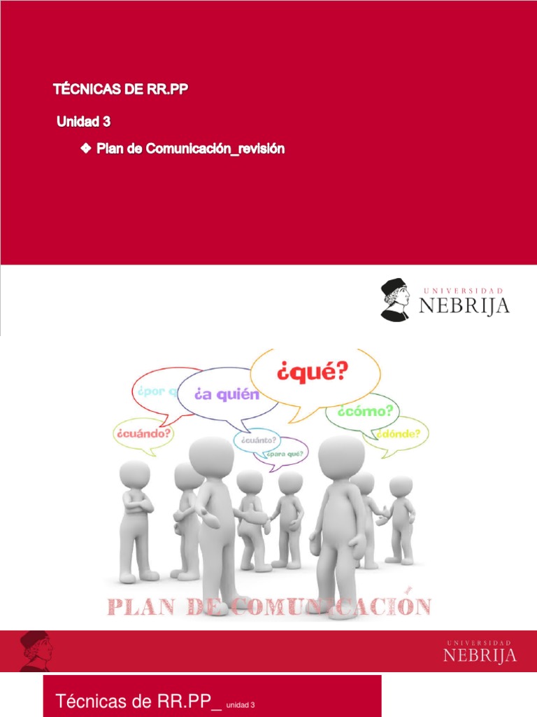 Unidad 3 - Tecnicas RRPP - Repaso - Plan de Comunicación PDF | PDF