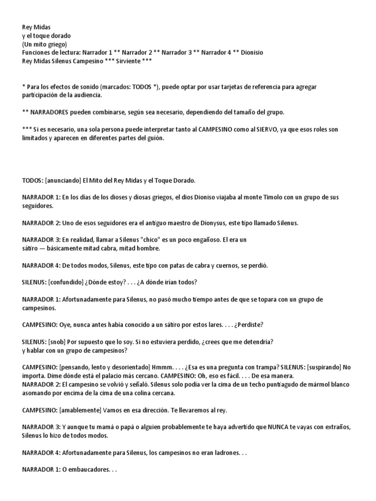 Midas y su toque dorado: un mito griego | PDF | Dioniso