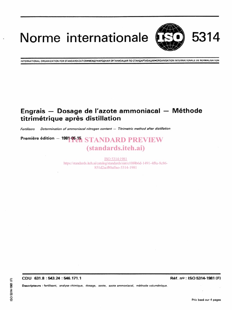 Iso 5314 1981 | PDF | Organisation internationale de normalisation | Titrage