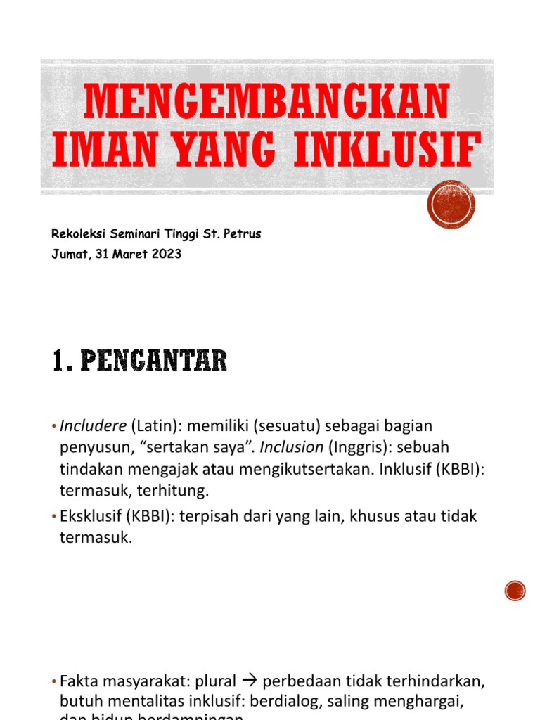 Iman Inklusif Rek STSP 1 | PDF