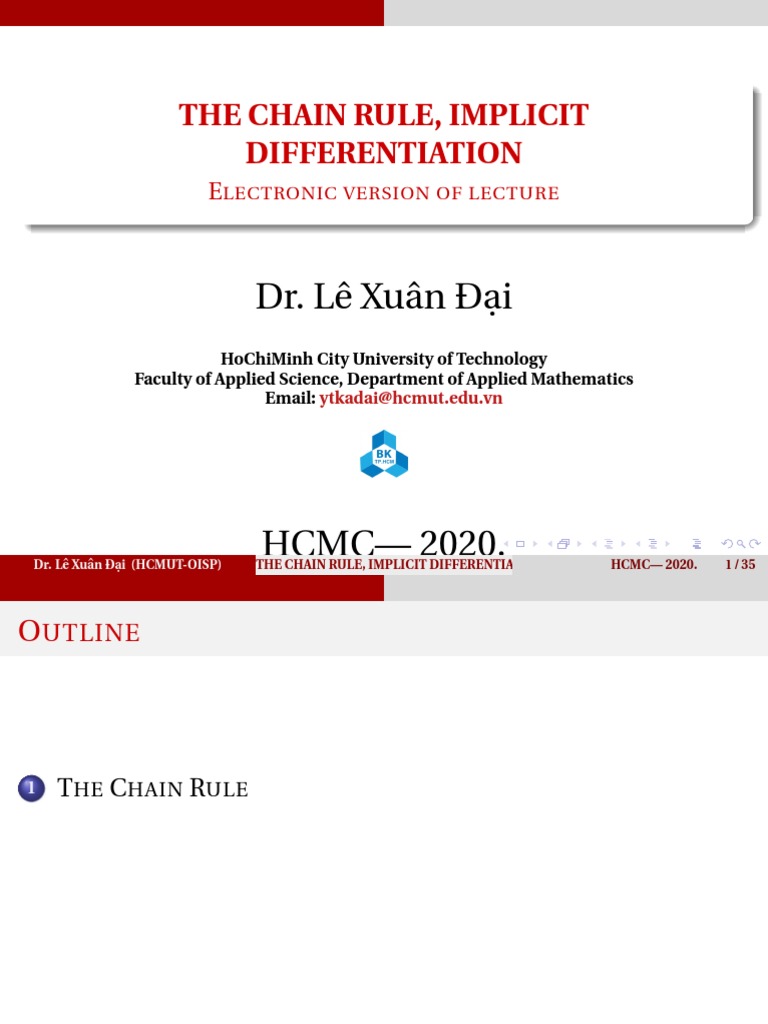 Chain Rule & Implicit Differentiation Lecture | PDF | Derivative ...