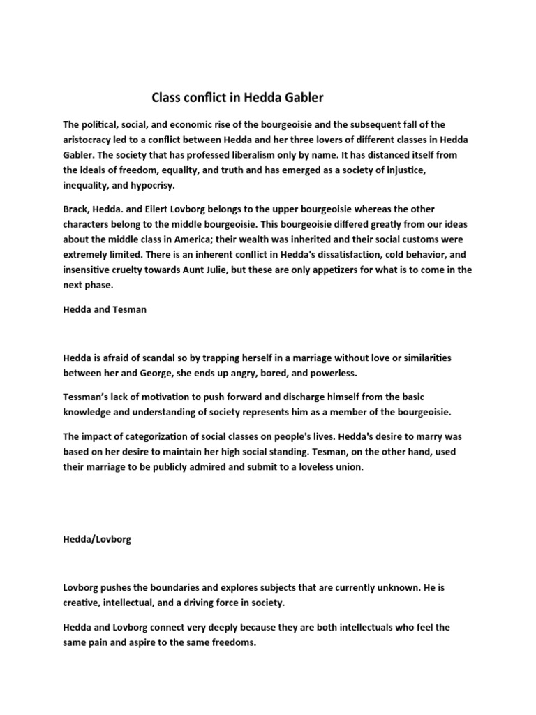 Class Conflict in Hedda Gabler | PDF | Bourgeoisie | Sociological Theories