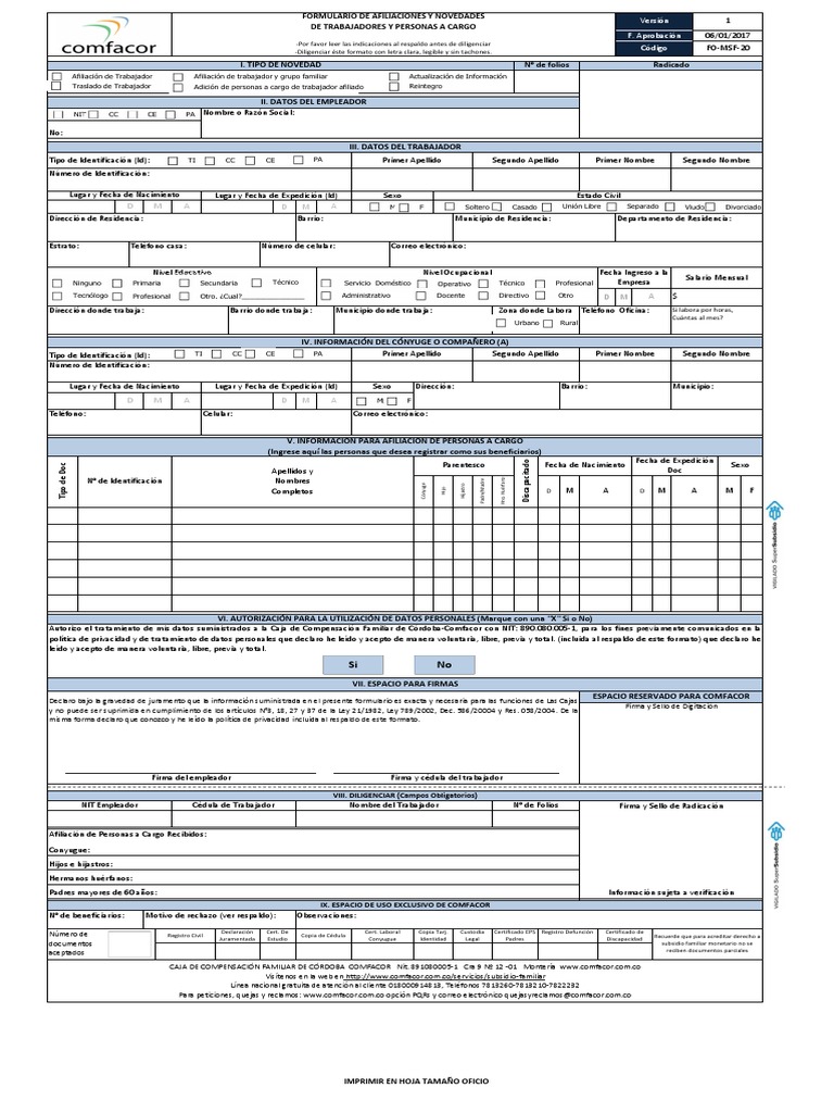 Formato Confacor | PDF | Salario | Privacidad de la información