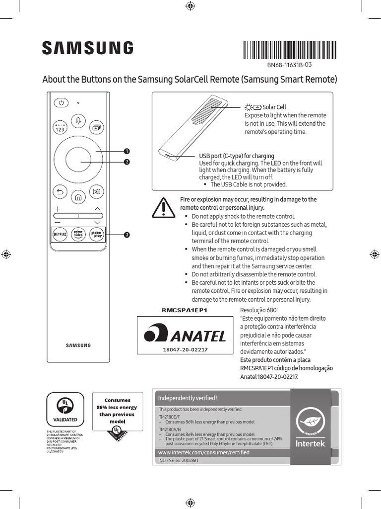 BN68-11631B-03 - Leaflet-Remote - QLED LS03 - ZD - ENG - 210727.0 | PDF