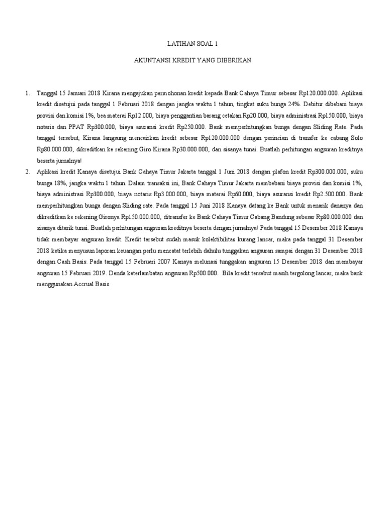 LATIHAN Soal Akuntansi Krerdit Yang Diberikan | PDF