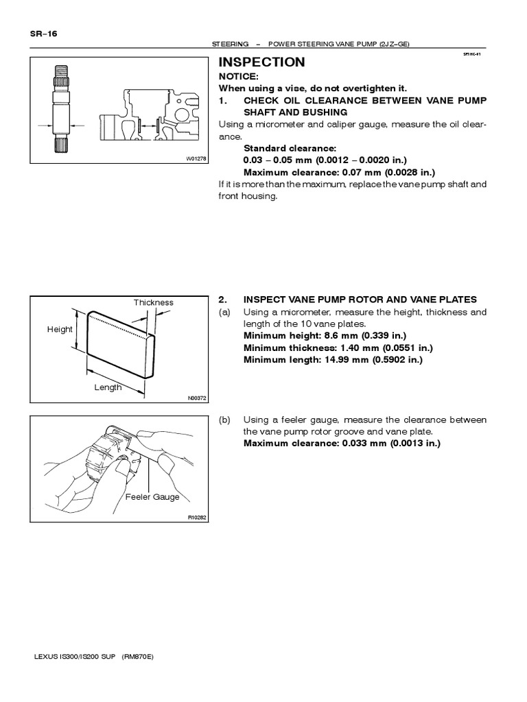 Inspection: Power Steering Vane Pump (2Jz Ge) | PDF | Pump | Mechanical ...
