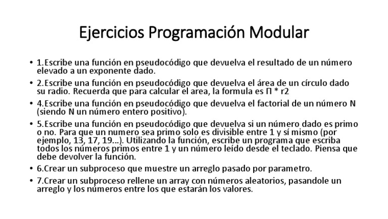 Ejercicios Programación Modular PDF | PDF