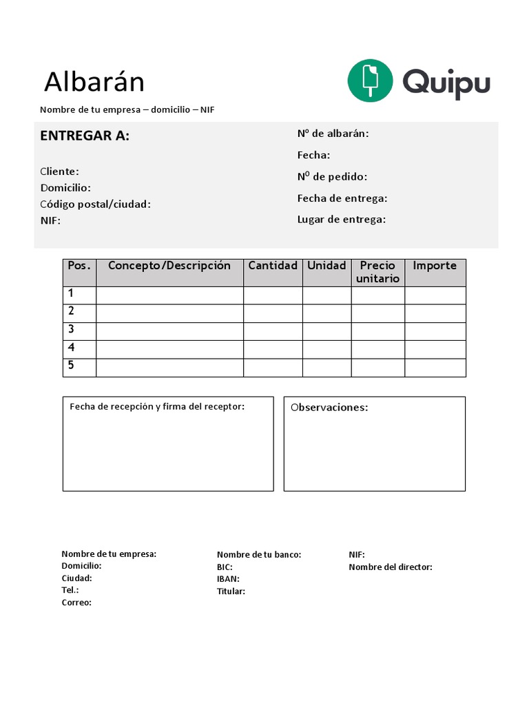 Albaran Word Doc Plantilla Formato | PDF