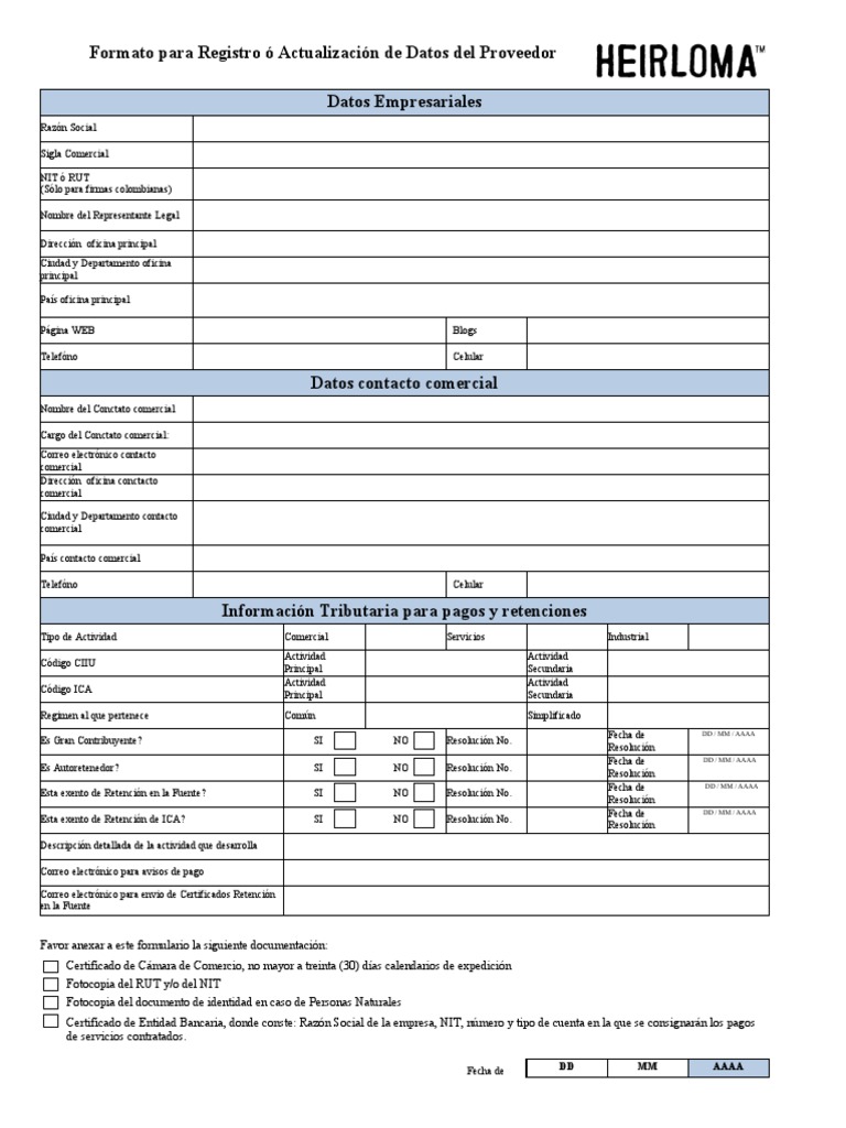 Formulario de Registro de Proveedores | PDF | Industrias de servicio ...