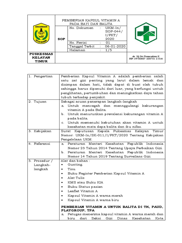 SOP Vitamin A Bayi Dab Balita | PDF